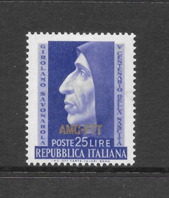 TRIESTE SCOTT 153 MH VF - 1952 25L PURPLE ISSUE - AMG - FTT OVERPRINT ...