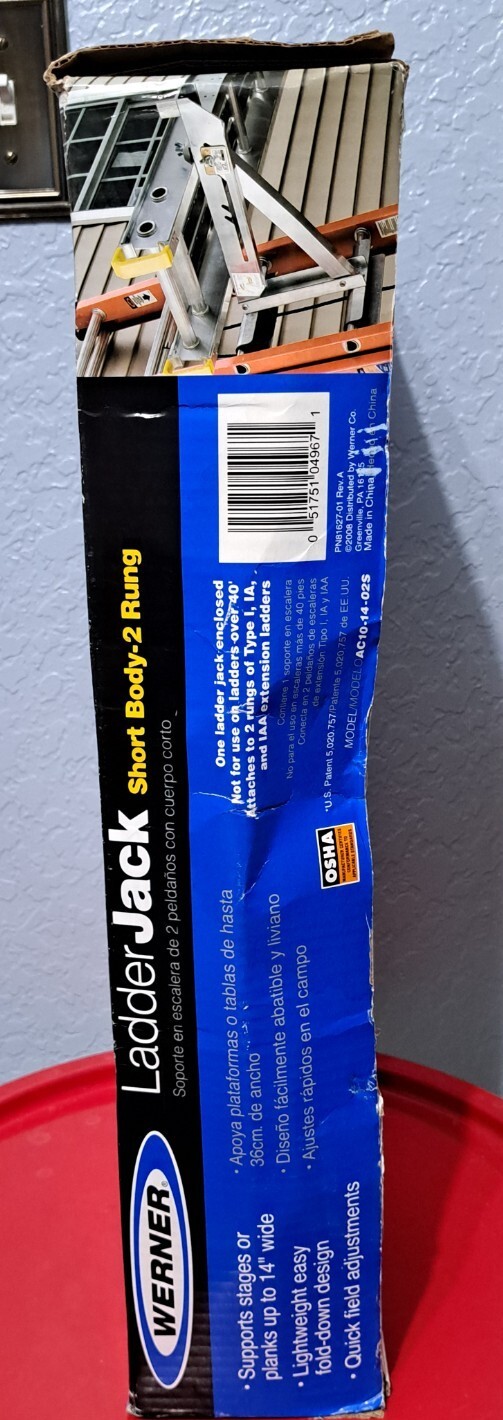 Werner Ladder Jack AC10-14-02S, Short Body 2-Rung Aluminum Ladder Jack ...