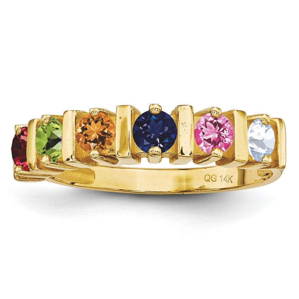 Mothers Ring 14K Solid Gold 1 to 6 Round Birthstones, Mother Day Rings ...