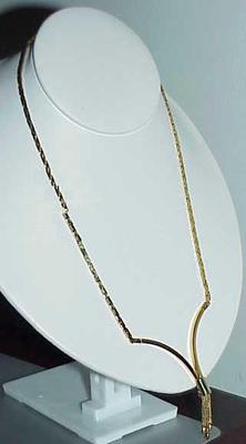 Mod 60's Vintage Diamond V Razor Link Tassle NECKLACE Goldtone Chevron ...