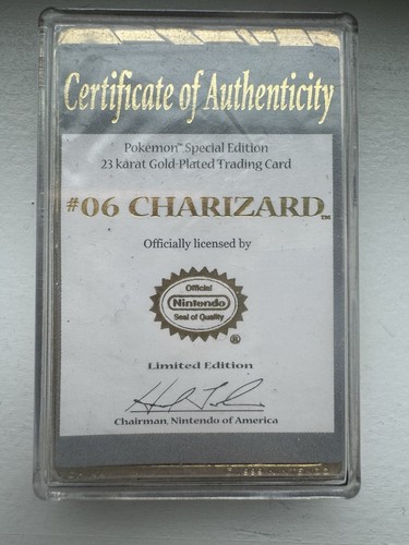 1999 Pokeman Nintendo Trading Card. #06 CHARIZARD. Gold Plated Special ...