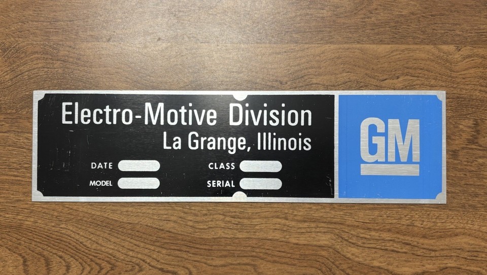 EMD Electro-Motive Division Railroad Diesel Locomotive Builders Plate ...