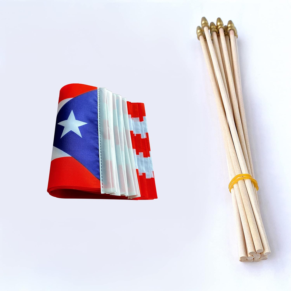 Puerto Rico Stick Flag Puerto Rican Small Mini Hand Held Flags,5x8 Inch ...