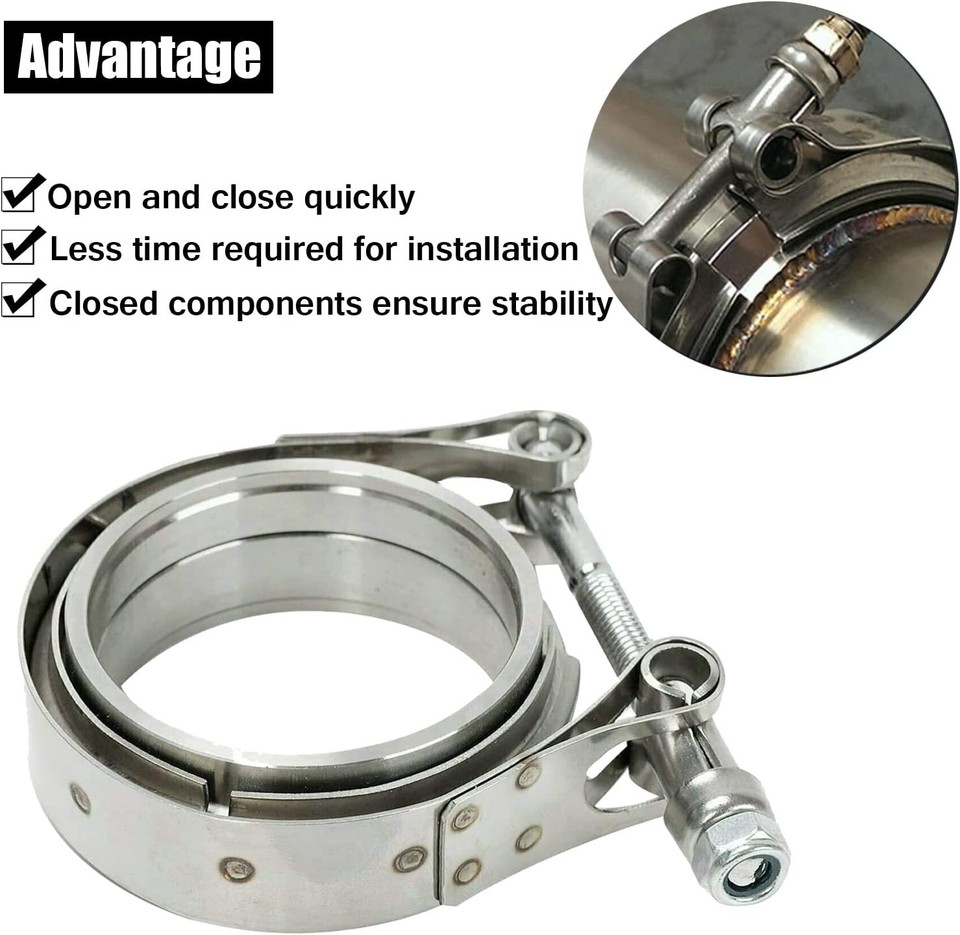 3" Inches V-Band Flange&Clamp Kit Male/Female With Ridge Exhaust ...