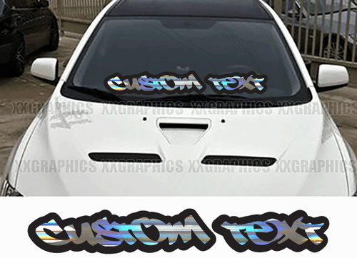 CUSTOM TEXT 2 COLOR OIL SLICK Decal Sticker Windshield Car Truck JDM ...