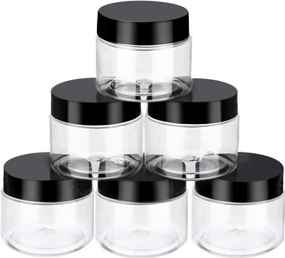 6 Pack Clear Container Lids Small Plastic Pot Jars Round Leak Proof ...