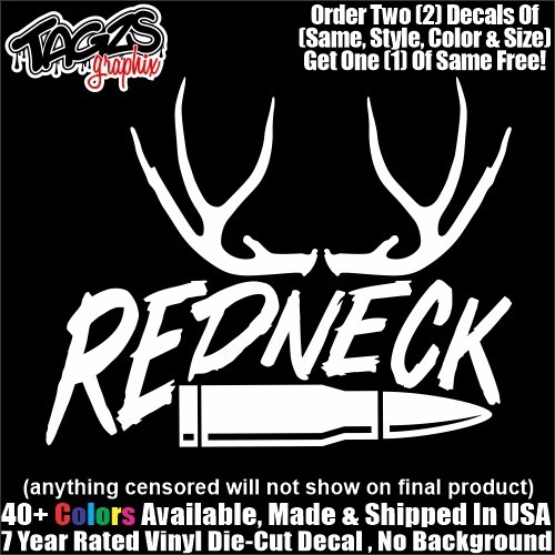 Redneck Horns Bullet DieCut Vinyl Window Decal Sticker Car Truck SUV ...