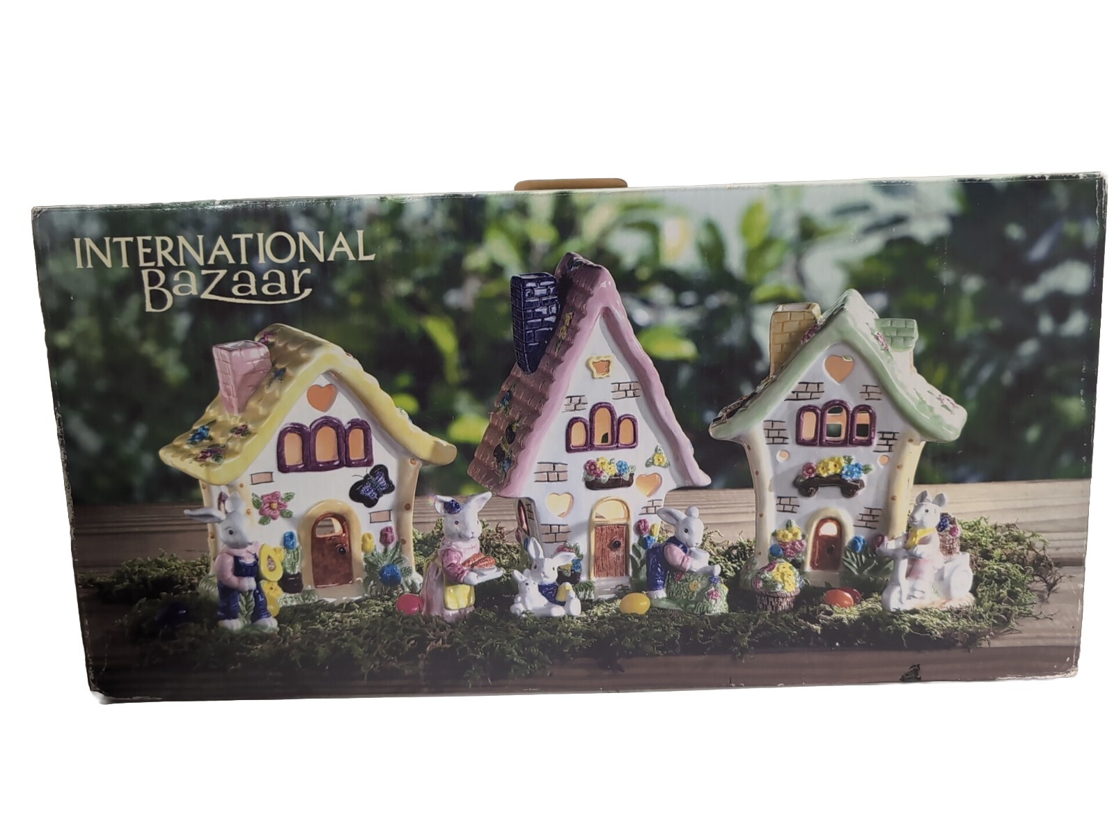 Easter Village Set Spring Village Tea Lights Bunny Houses International ...