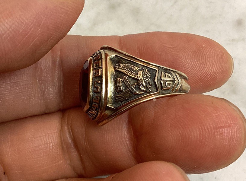 VTG 10K Gold Red Stone 1966 Manchester Regional High School Class Ring ...