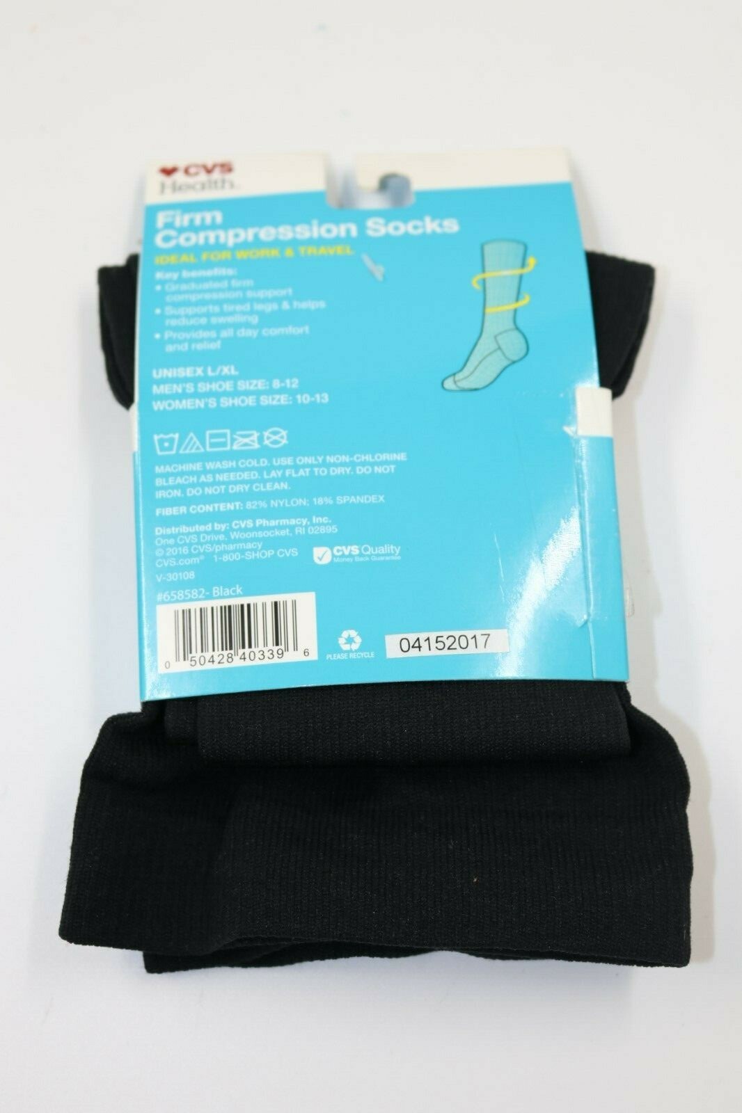 CVS Unisex Mens Womens 1 Pair Over the Calf Firm Compression Socks Sz L ...