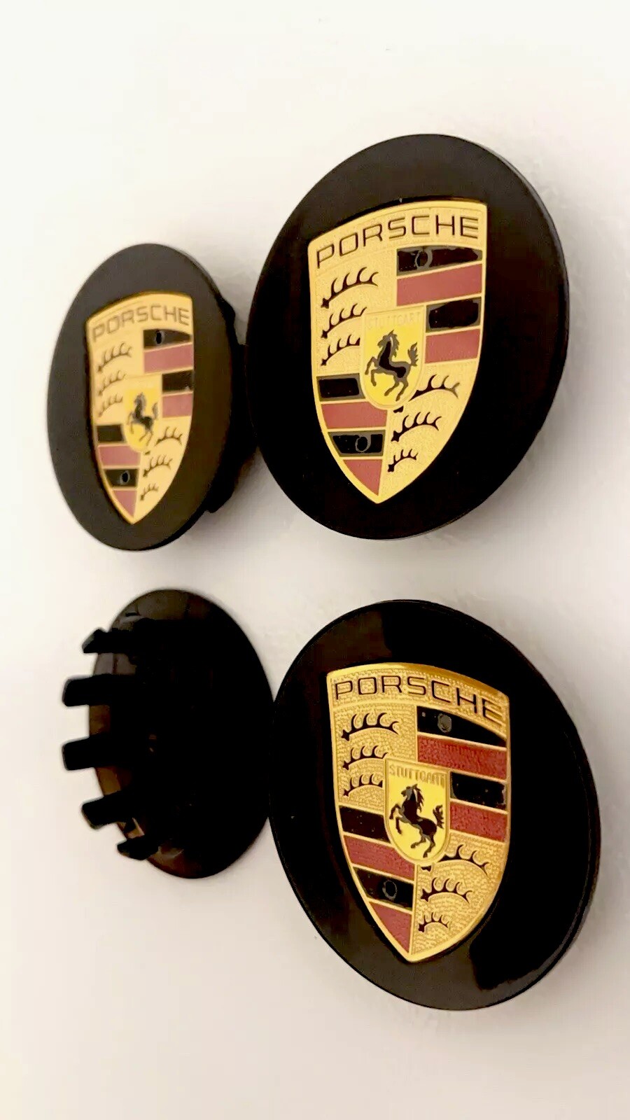 4Porsche Center Hub Caps 76MM Gloss Black 911 BOXSTER CAYENNE PANAMERA ...