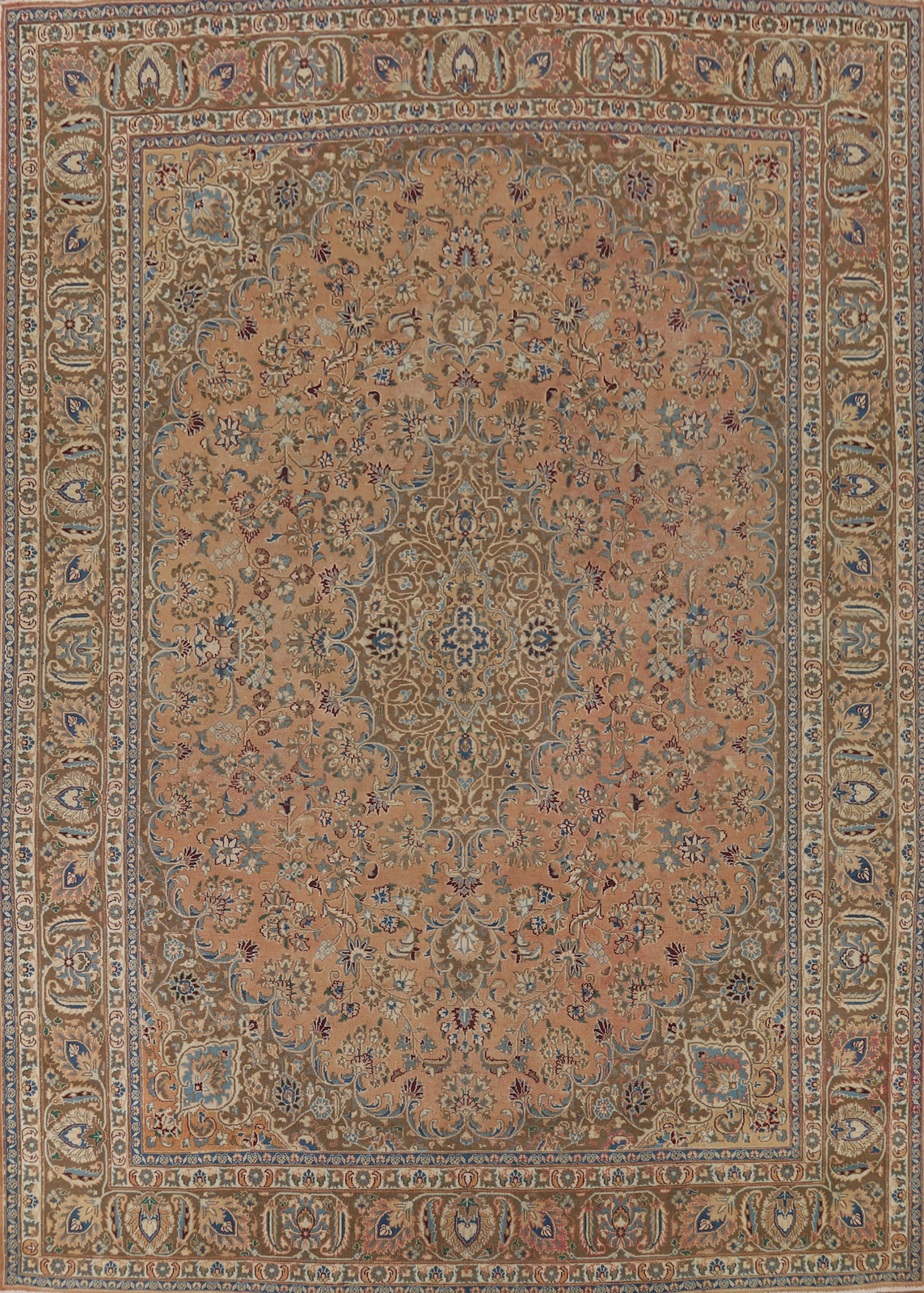 Floral Rust Mashaad Traditional Vintage Area Rug 10x13 Handmade Room ...