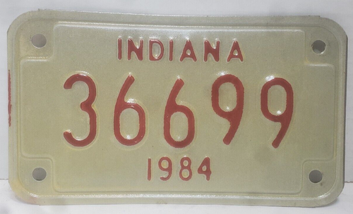 VINTAGE NOS 1984 INDIANA MOTORCYCLE LICENSE PLATE 36699 | eBay