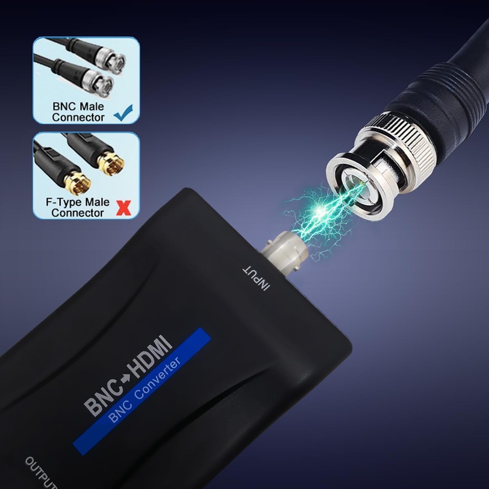 Coax to Hdmi Adapter,BNC to HDMI Converter,CVBS PAL/NTSC BNC to HDMI ...