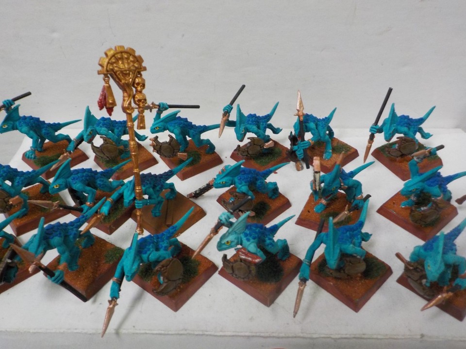 G1111 Warhammer AoS/The Old World lizardmen skinks x20 Painted A | eBay