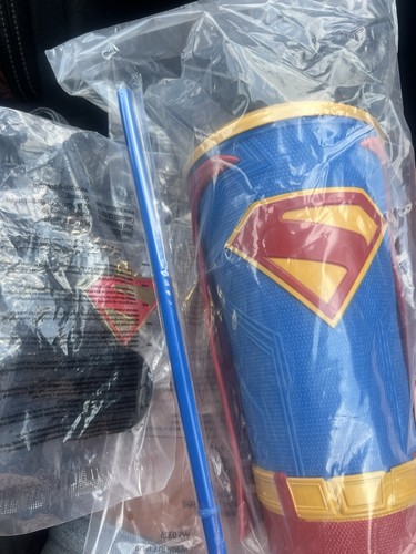 Superman Movie Theater Cup W/ Cape AMC And Logo Topper Keychain Sealed ...