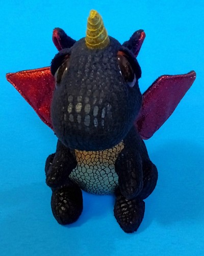 Ty Beanie Baby Grindal Dragon 6" Plush Stuffed Animal 2021 Black Red ...