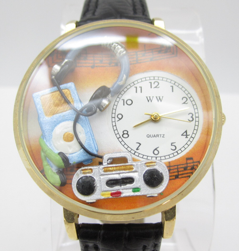 WW Music Theme Boombox Quartz WR Analog 40mm Round Watch (H713) "New ...