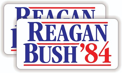 2x Reagan Bush 84 Vinyl Bumper Stickers Decals 1984 Election USA ...