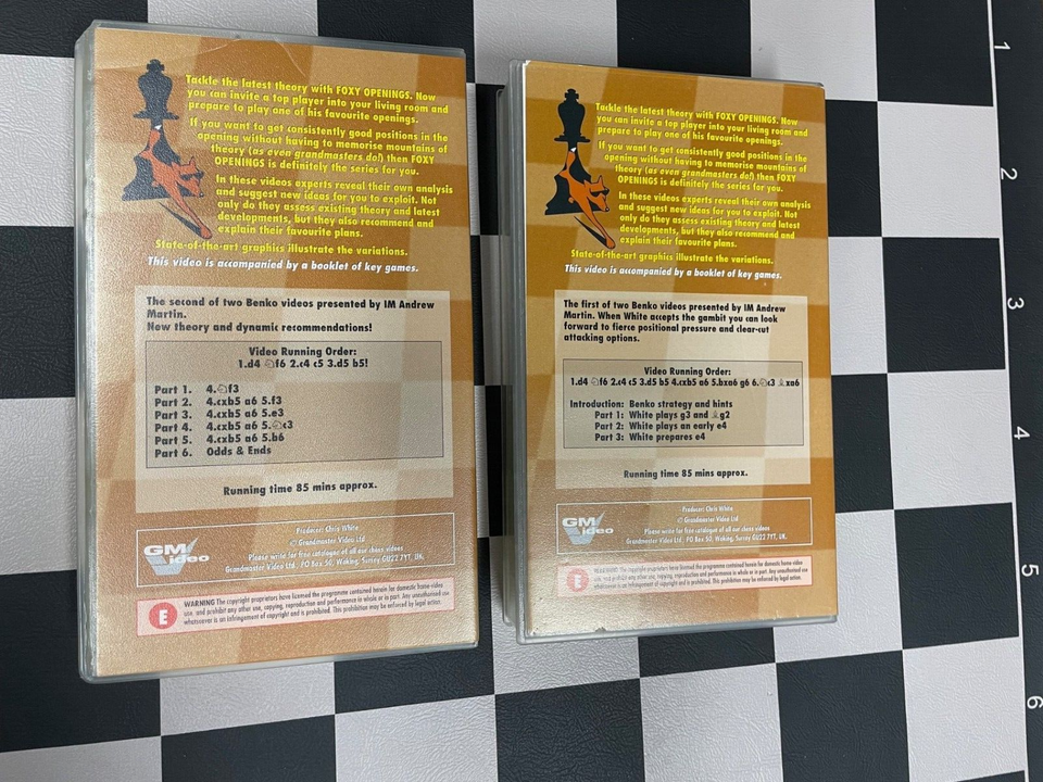 Benko Gambit Opening VHS Vol 1 & 2 by IM Andrew Martin Chess Lecture ...