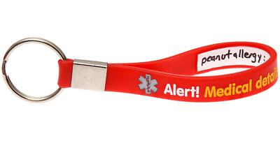 Write On Red Silicone Medical Alert ID Key Chain - Mediband | eBay