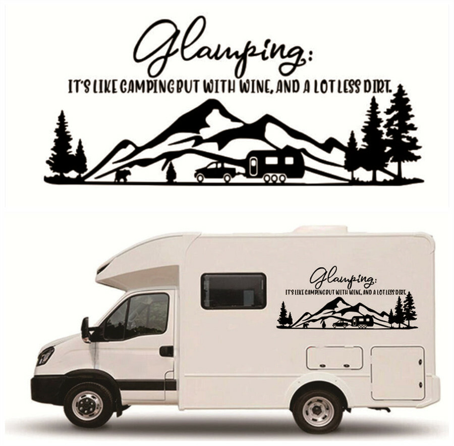 125x57cm Black Vinyl Glamping Rv Decal Motorhome Motor Home Decal ...