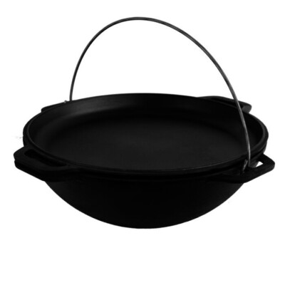 Asian cast iron cauldron with cast iron lid-pan 15 liters. Thickness 3. ...