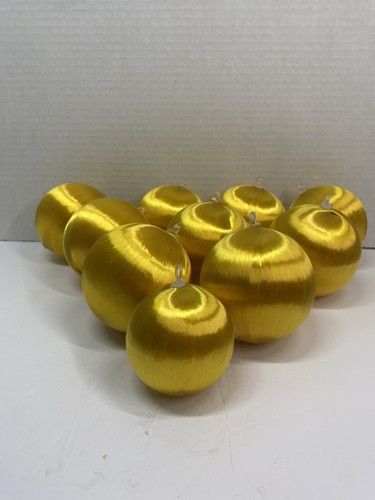 Lot of 10 Vintage Gold Satin Spun Silk Thread Christmas Ball Ornaments ...