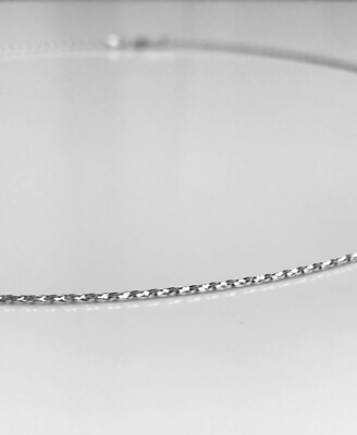 Fine New Solid 14K White Gold Sparkle Cable Wire Omega Collar Necklace ...