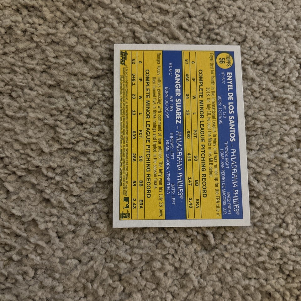 Signed RANGER SUAREZ Philadelphia Phillies 2019 Topps Heritage Rookie ...