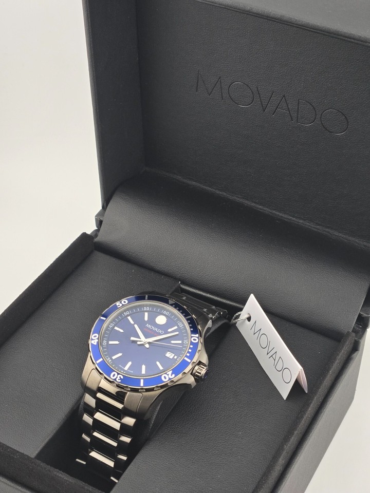 Movado Men's Series 800 Blue Dial Stainless Steel Watch - 2600159 ...