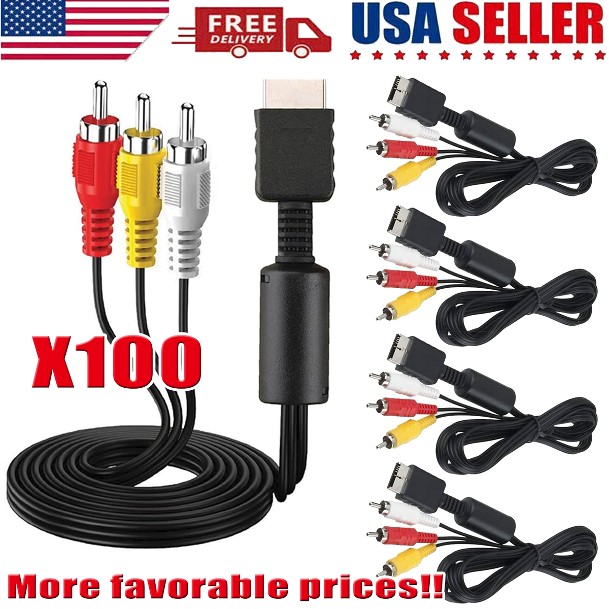 Composite Cable NEW XBOX 360 E Composite RCA AV Cable