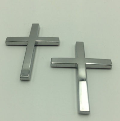 2pcs Chrome Metal 3D Cross Crucifix Car Trunk Rear Emblem Badge Decal ...
