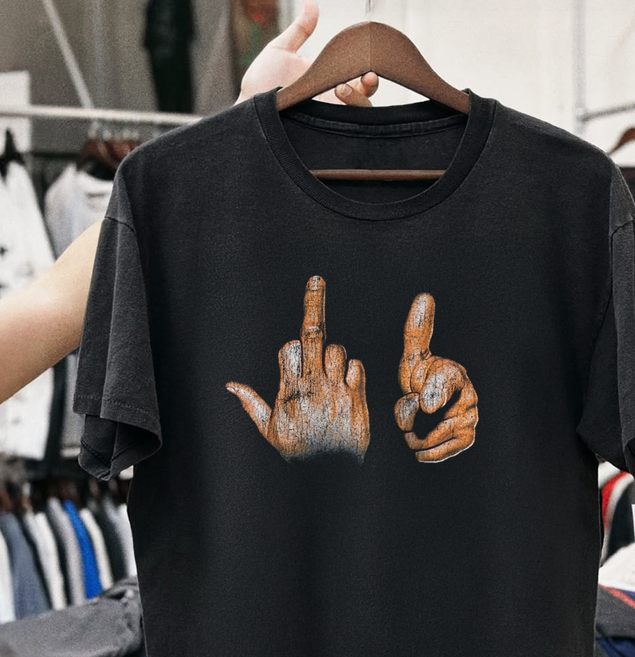 SAY IT WITHOUT WORDS (90s ENERGY) RETRO HAND SIGN REPO BLACK T-SHIRT | eBay