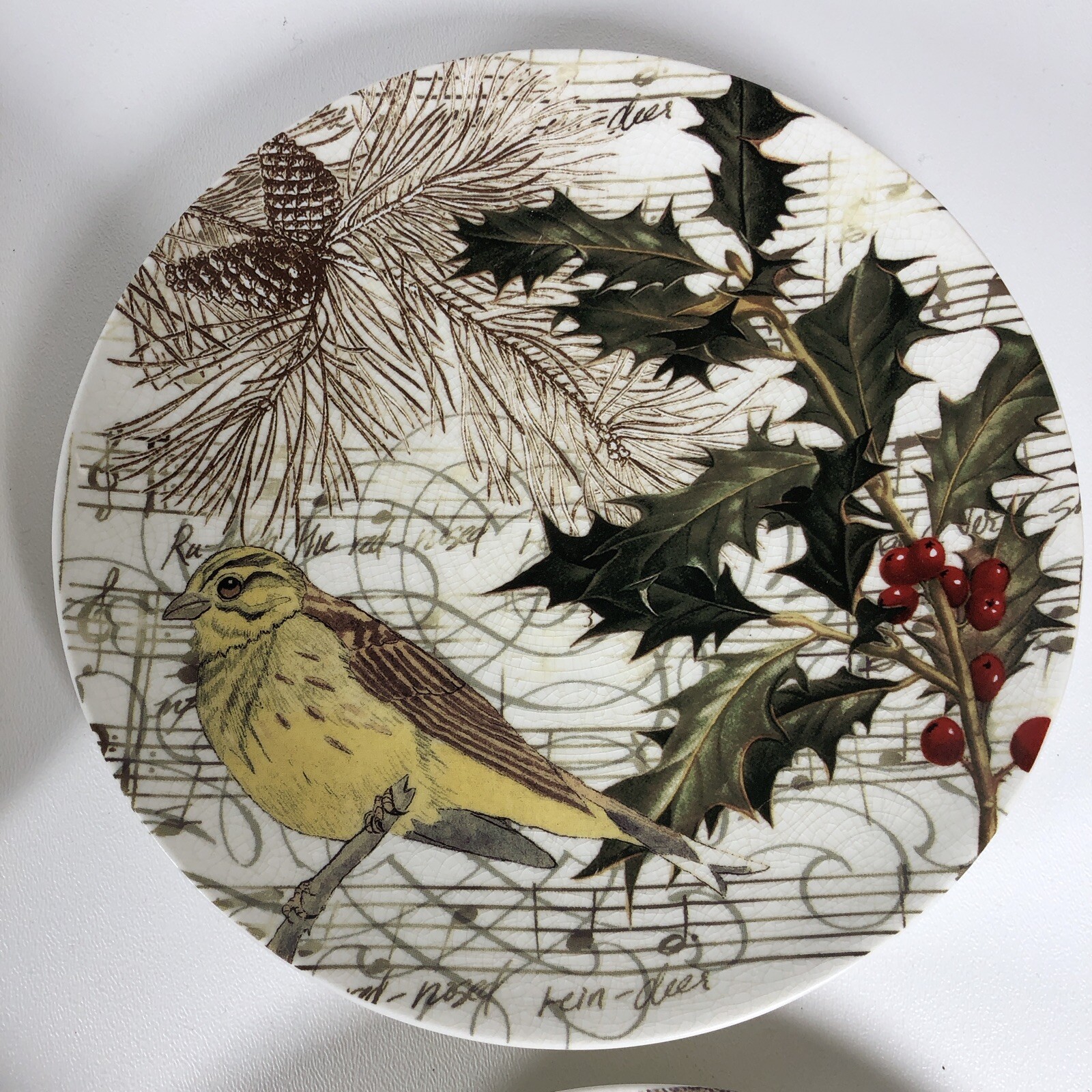 Set 4 Pottery Barn Songbird Dessert Salad Plates Christmas Carols Birds ...