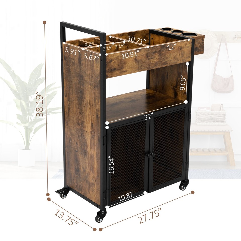 Hair Salon Trolley Wood Rolling Cart Salon Beauty Station Stylist ...