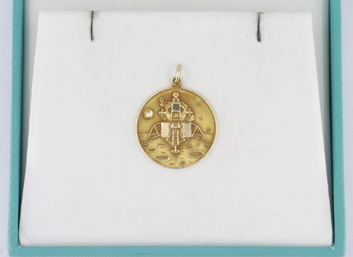 14K Yellow Gold Apollo 11 Lunar Landing Charm - One Small Step for Man ...