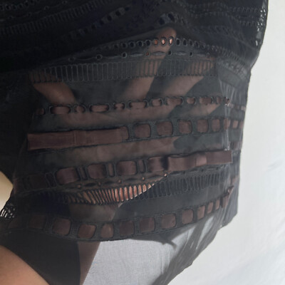Kay Unger Silk Woven Ribbon Sheer Mesh Eyelet Lace Whimsigoth Skirt ...
