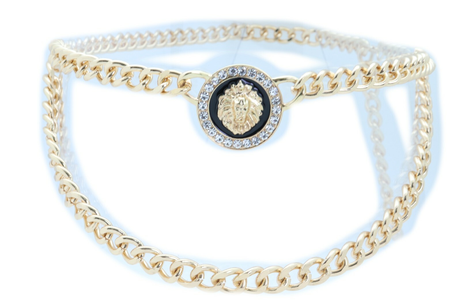 Women Sexy Fashion Belt Gold Metal Chain Lion Charm Buckle Plus Size ...