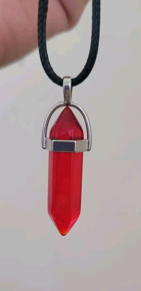 Crystal Clear Ruby Red Quartz Stone Chakra Moon Healing Pendant ...