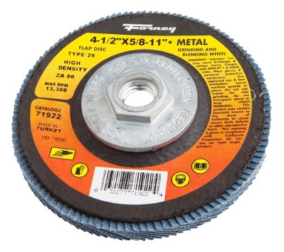 Forney 71920 Flap Disc, Type 29 5/8-Inch-11 Threaded Arbor, 40-Grit, 4 ...