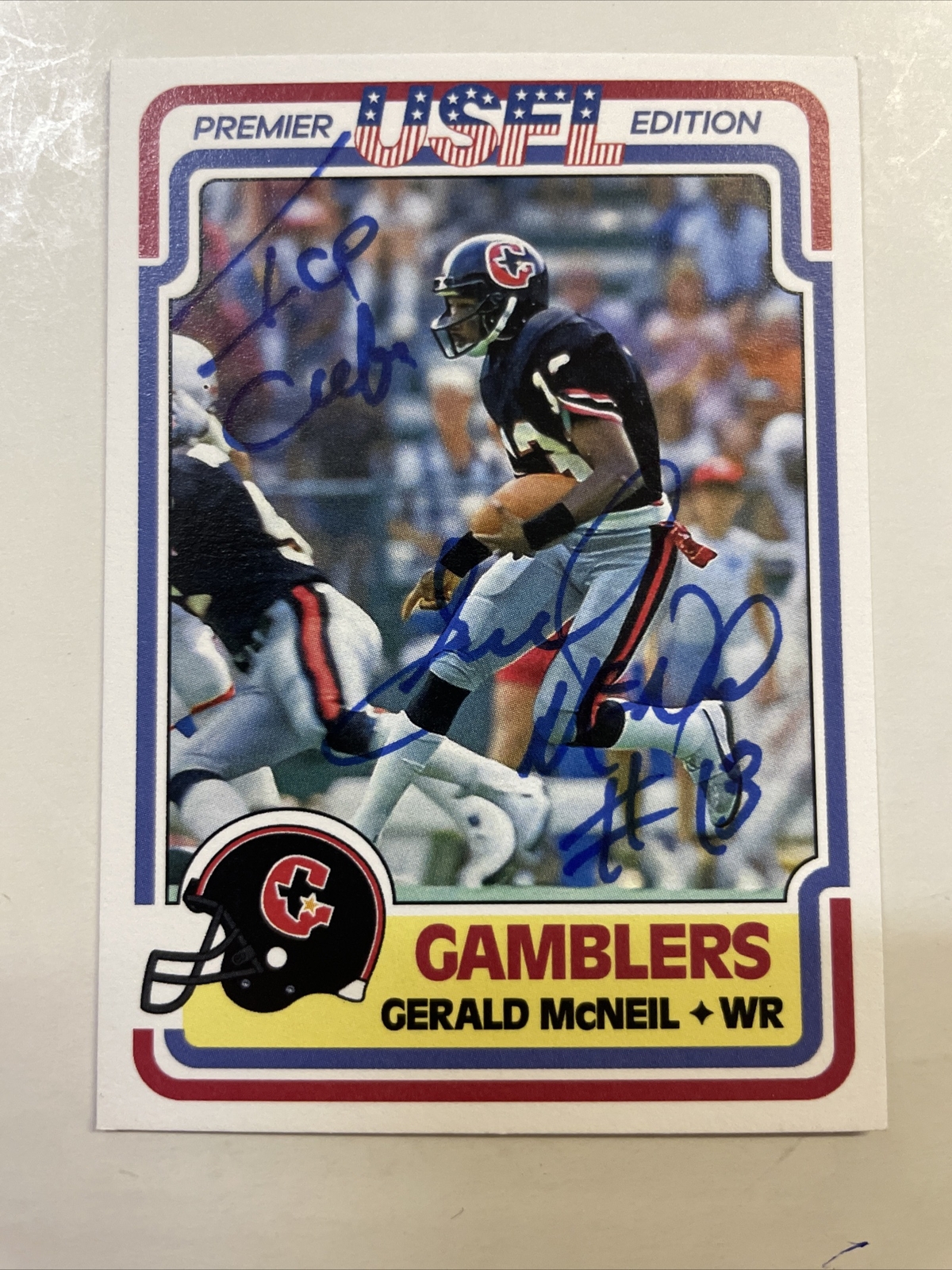 1984 USFL Football Gerald McNeil Houston Gamblers Signed Custom Card A ...
