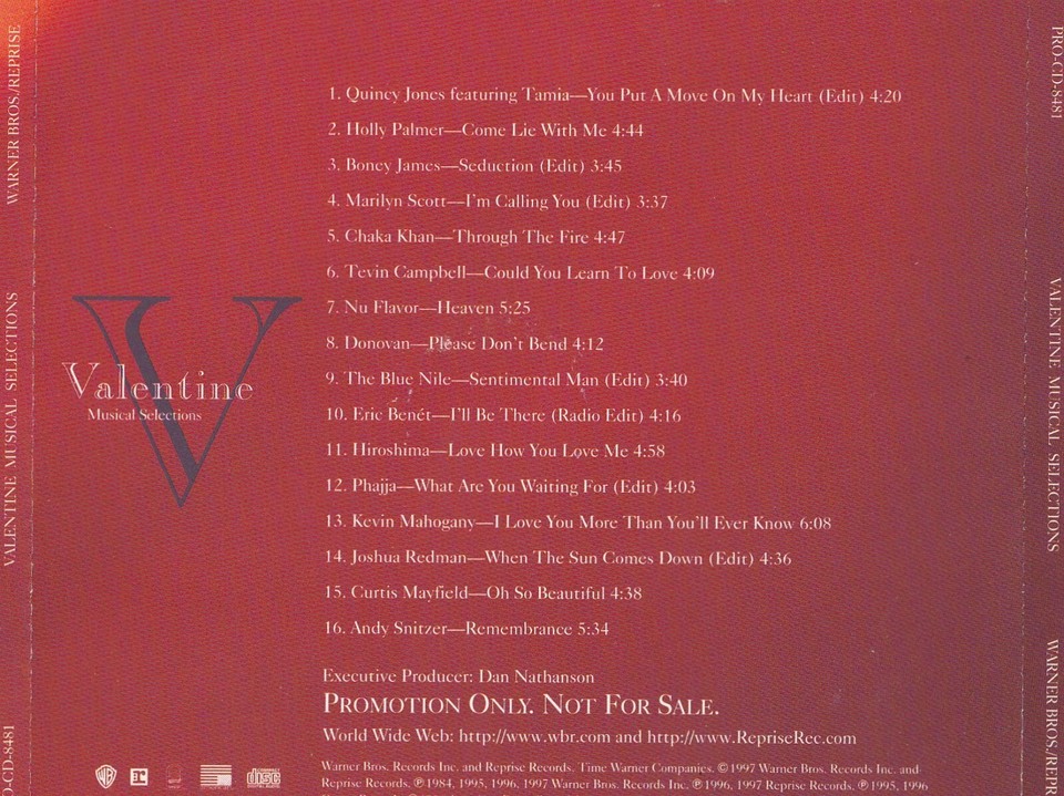 VALENTINE love song CURTIS MAYFIELD QUINCY JONES BONEY JAMES TEVIN ...