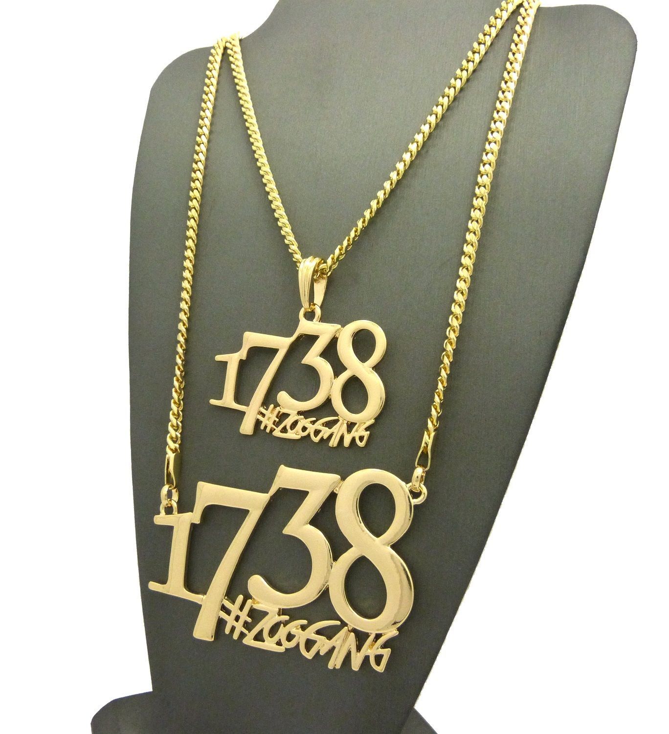 Hip Hop FETTY WAP Gold 1738 ZOO GANG Pendant 24",30" Cuban Chain 2 ...