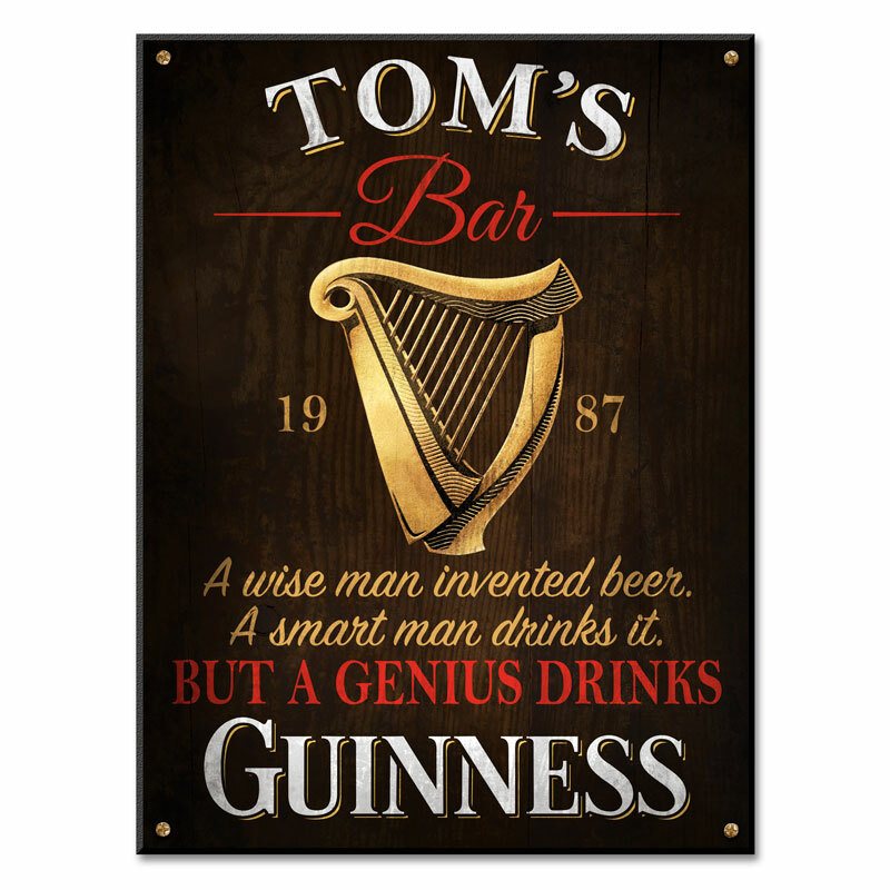 PERSONALISED GUINNESS RETRO STYLE HOME BAR SIGN/WALL PLAQUE NOVELTY ...