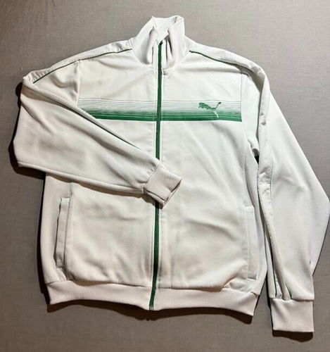 Puma Track Jacket Adult Medium White Logo Full Zip Long Sleeve Mens. | eBay