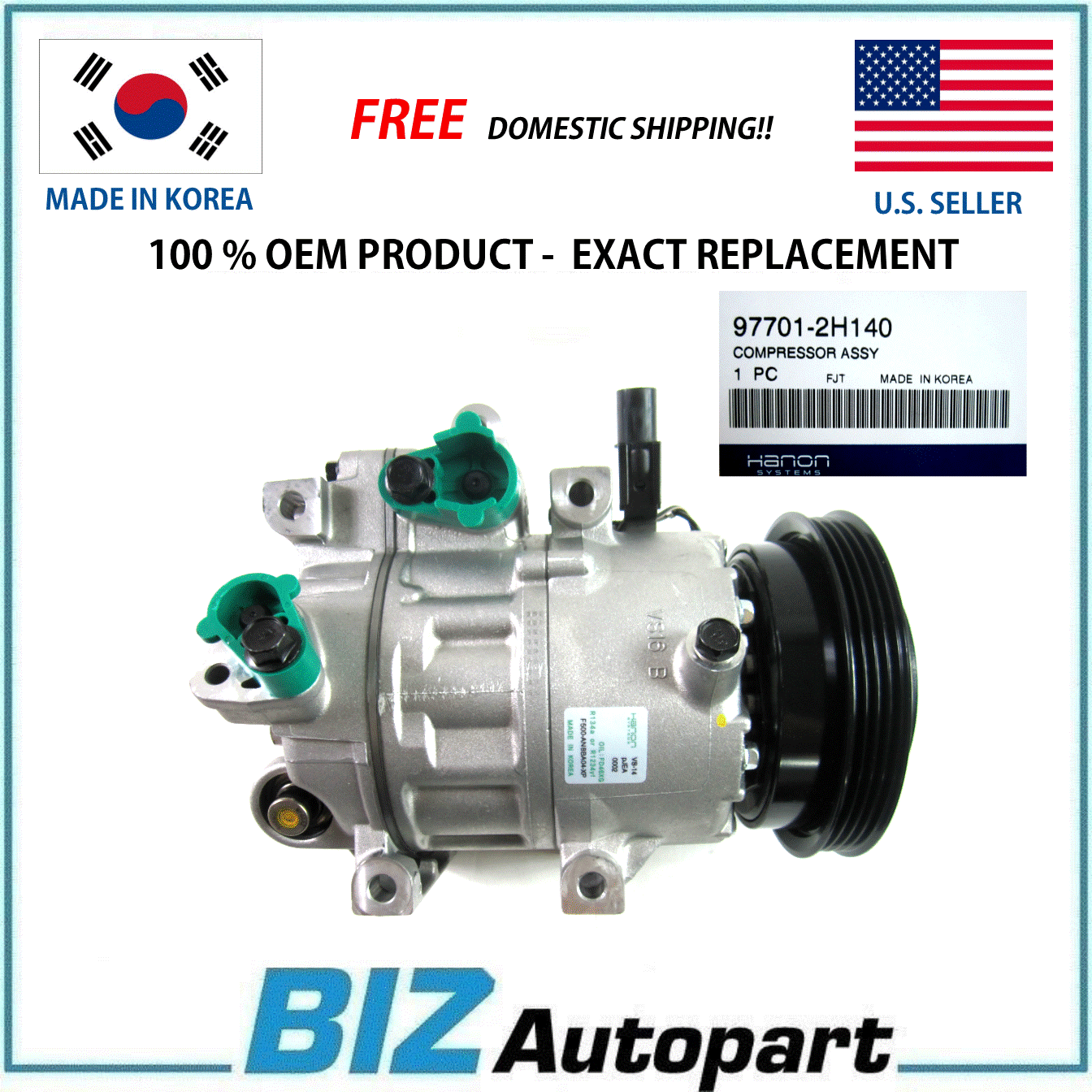 GENUINE A/C COMPRESSOR W/ CLUTCH FOR 07-12 HYUNDAI ELANTRA 2.0L OE ...