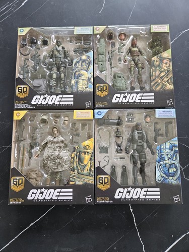 G.I. GI Joe 60th Anniversary Set Of 4 Action Pilot Sniper Recon Diver ...