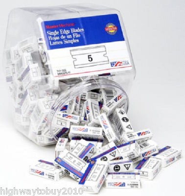 (100) Master Mechanic 741355 5 Pack Single Edge Razor Blades in Display ...