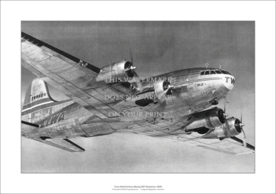 TWA Boeing 307 Stratoliner A2 Art Print – Trans World – 59 x 42 cm ...